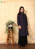 Navy Blue Ladies Long Black Chinese Jacket Double Layer With Stand Collar