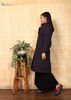 Navy Blue Ladies Long Black Chinese Jacket Double Layer With Stand Collar