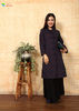 Navy Blue Ladies Long Black Chinese Jacket Double Layer With Stand Collar