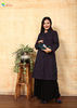 Navy Blue Ladies Long Black Chinese Jacket Double Layer With Stand Collar