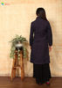 Navy Blue Ladies Long Black Chinese Jacket Double Layer With Stand Collar