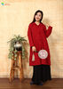 Buckle Double Layer Coat Red Hooded Cheongsam Type For Women Dress