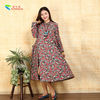 Ladies Long Sleeve Cotton Shift Dress Floral Loose Irregular Bottom Design