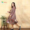 Ladies Long Sleeve Cotton Shift Dress Floral Loose Irregular Bottom Design