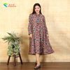 Ladies Long Sleeve Cotton Shift Dress Floral Loose Irregular Bottom Design