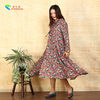 Ladies Long Sleeve Cotton Shift Dress Floral Loose Irregular Bottom Design