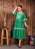 Fashionable Tunic Green Embroidered Cotton Maxi Dress Aunty Shrink For Summer