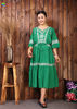 Fashionable Tunic Green Embroidered Cotton Maxi Dress Aunty Shrink For Summer