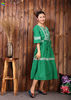 Fashionable Tunic Green Embroidered Cotton Maxi Dress Aunty Shrink For Summer