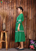 Fashionable Tunic Green Embroidered Cotton Maxi Dress Aunty Shrink For Summer