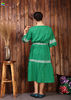 Fashionable Tunic Green Embroidered Cotton Maxi Dress Aunty Shrink For Summer