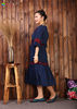 Navy Blue Embroidered Cotton Dress Women Elegant And Comfortable Tunic