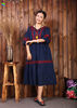 Navy Blue Embroidered Cotton Dress Women Elegant And Comfortable Tunic