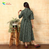 Floral Print Long Sleeve Cotton Maxi Dress , Beautiful Long Sleeve Dresses Turn Down Collar