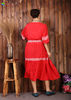 Round Neck Chinese Embroidery Dress , Red Cotton Dress Lightweight For Women