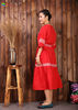 Round Neck Chinese Embroidery Dress , Red Cotton Dress Lightweight For Women