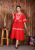 Round Neck Chinese Embroidery Dress , Red Cotton Dress Lightweight For Women