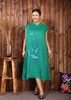 Casual Life Green Embroidered Cotton Dress Chinese Style For Intdoor Eco Friendly