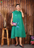 Casual Life Green Embroidered Cotton Dress Chinese Style For Intdoor Eco Friendly