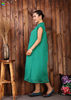 Casual Life Green Embroidered Cotton Dress Chinese Style For Intdoor Eco Friendly