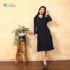 Vintage Ladies Long Sleeve Dresses Plus Size Notched Collar For Spring / Autumn