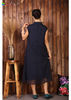 Dark Blue Long Cotton Dresses , Layered Design Chinese Traditional Dress For Girl