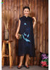 Dark Blue Long Cotton Dresses , Layered Design Chinese Traditional Dress For Girl