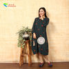 Handmade Button Long Sleeve Long Cotton Dress Circular Collar Cutting Pattern