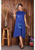 Summer Blue Sleeveless Linen Dress , Embroidered Chinese Dress For Ladies