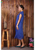Summer Blue Sleeveless Linen Dress , Embroidered Chinese Dress For Ladies