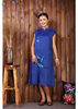 Summer Blue Sleeveless Linen Dress , Embroidered Chinese Dress For Ladies