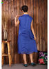 Summer Blue Sleeveless Linen Dress , Embroidered Chinese Dress For Ladies
