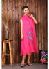 Pink Chinese Embroidery Dress , L XL XXL Cotton Sleeveless Maxi Dress