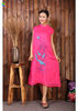 Pink Chinese Embroidery Dress , L XL XXL Cotton Sleeveless Maxi Dress