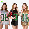 Silver Letter 08 Womens Sequin Clothing Half Sleeve Casual T - Shirt Dress