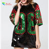 Silver Letter 08 Womens Sequin Clothing Half Sleeve Casual T - Shirt Dress