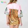 Silver Letter 08 Womens Sequin Clothing Half Sleeve Casual T - Shirt Dress