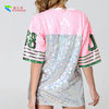 Silver Letter 08 Womens Sequin Clothing Half Sleeve Casual T - Shirt Dress