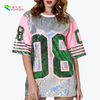 Silver Letter 08 Womens Sequin Clothing Half Sleeve Casual T - Shirt Dress