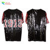 Red Black Plus Size Party Womens Sequin Clothing Round Neck Elbow Sleeve