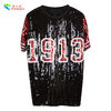 Red Black Plus Size Party Womens Sequin Clothing Round Neck Elbow Sleeve