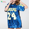 Number 24 Ladies Sequin Dress / Blue Adults Sequin Hip Hop Dance Costumes