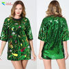 Custom Oversized Womens Sequin Clothing Short Sleeve Anti - Wrinkle