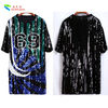 Breathable Sparkle Bling Sequin T Shirt Dress With Numbers Anti - Shrink