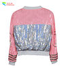 Casual Silver Pink Womens Sequin Clothing Zip Up Bomber Jacket Free Size