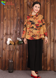 YIZHIQIU yellow ink painting long sleeve Casual blouse for autumn