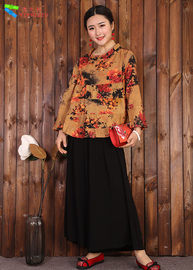 YIZHIQIU yellow ink painting long sleeve Casual blouse for autumn