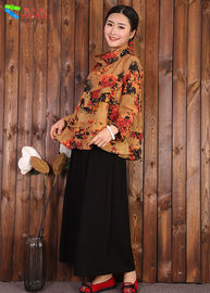 YIZHIQIU yellow ink painting long sleeve Casual blouse for autumn