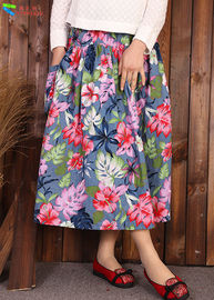 Autumn Breathable Chinese Long Skirts Flower Printed For 18-60 Years Old