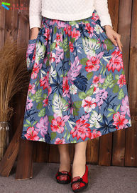 Autumn Breathable Chinese Long Skirts Flower Printed For 18-60 Years Old